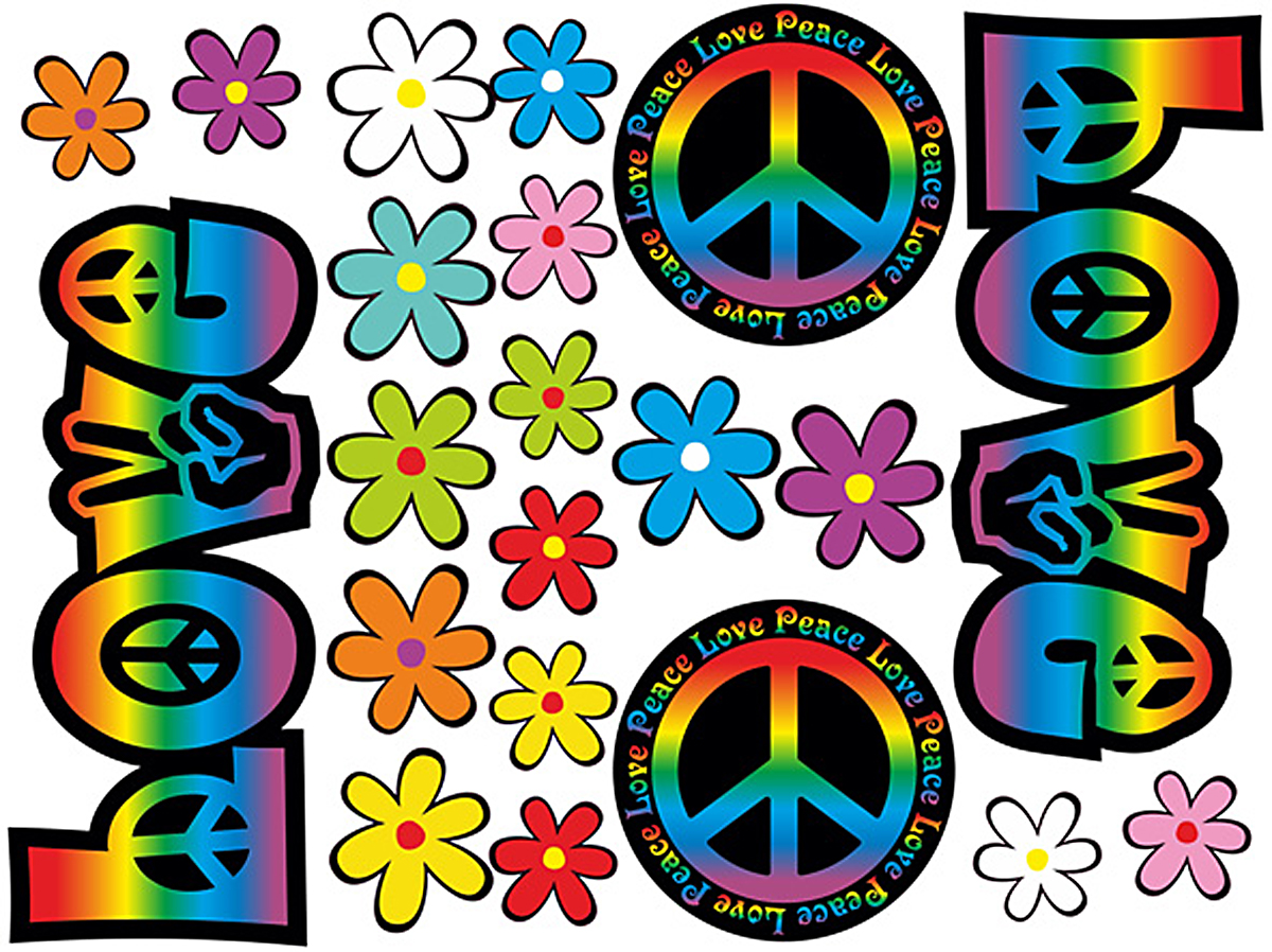 Flowers Sticker Hippie Flower Car Sticker Flower Power: Love & Peace 04 ...